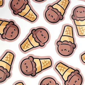 Mini Chocolate Ice Cream Cone Vinyl Sticker | Chocolate Ice Cream ...