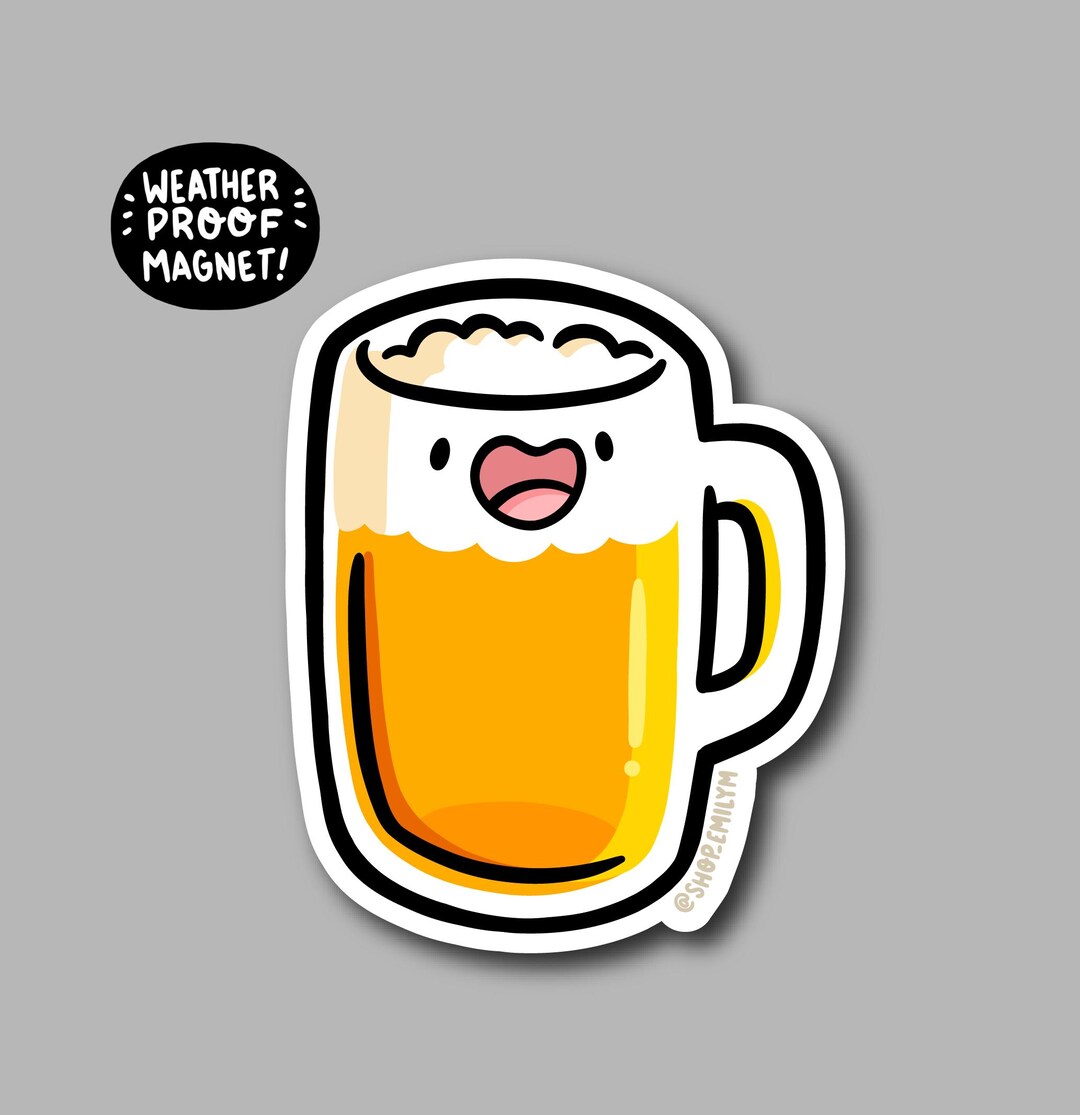 Beer Mug Magnet | Waterproof Vinyl Car Magnet |kawaii Beer Magnet ...