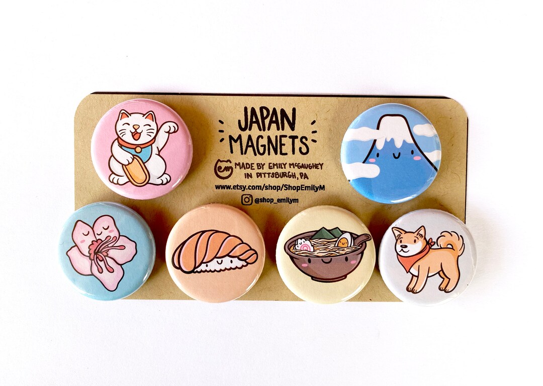 Japan Magnets 6 Pack | Kawaii Japanese Food | Bowl of Ramen | Shiba Inu ...
