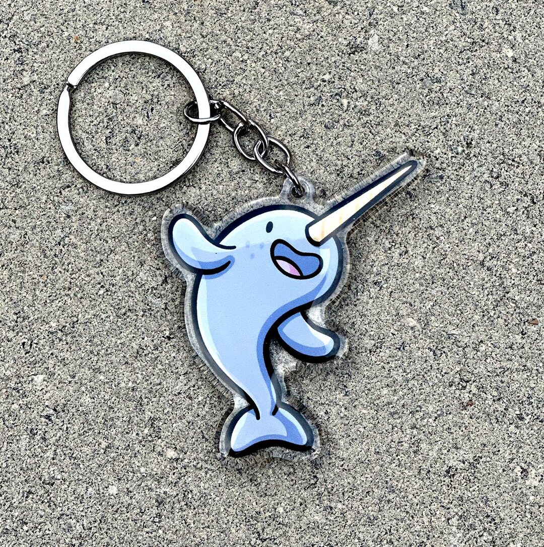 Narwhal Keychain | Cute Acrylic Keychain | Sea Creature Keychain | Aquarium Keychain | Cute Fish ...