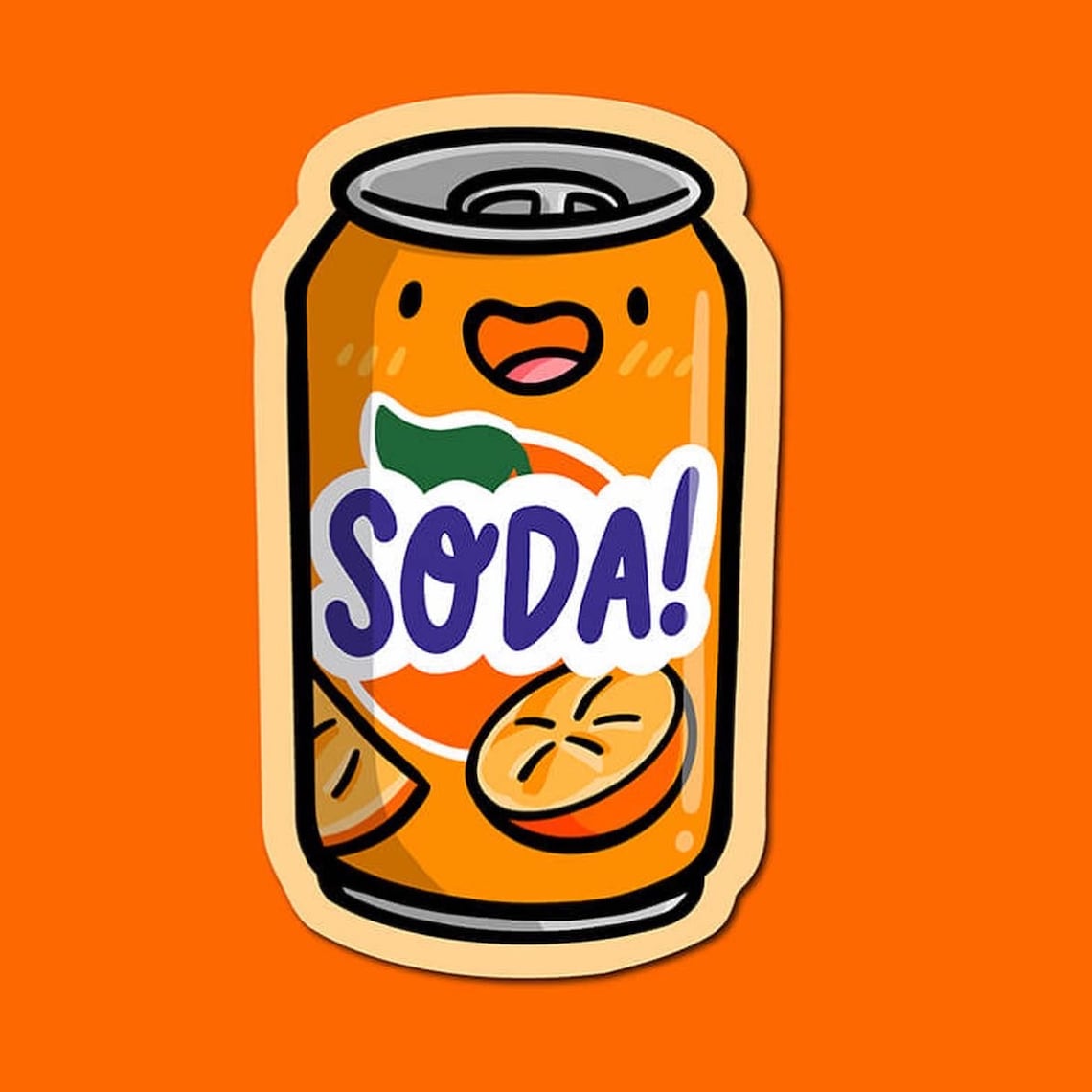 Orange Soda Sticker | Cute Food Sticker | Kawaii Food | Can of Pop ...