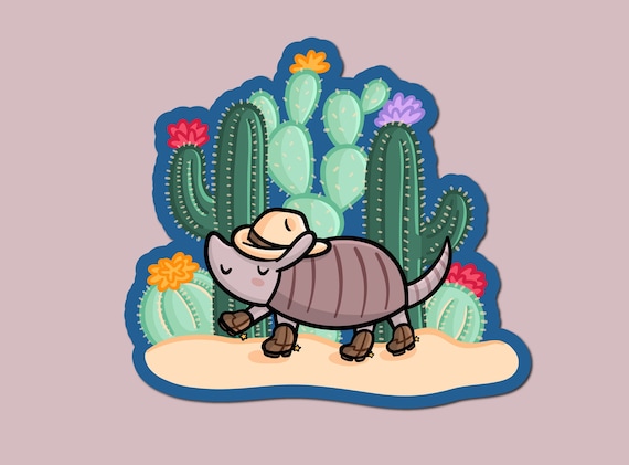 Armadillo Vinyl Sticker Desert Animals Sticker Cute - Etsy