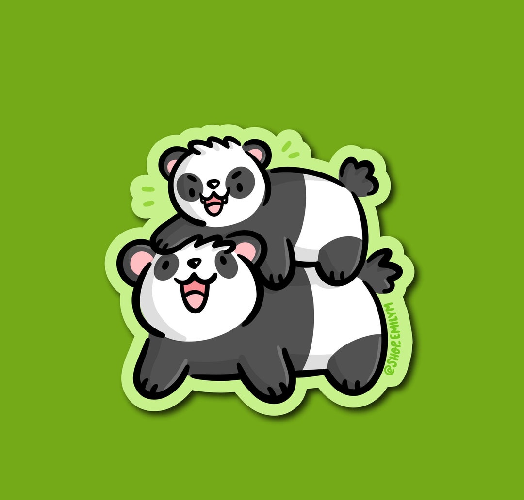 Stacked Pandas Sticker | Weatherproof Vinyl Sticker | Kawaii Animal ...