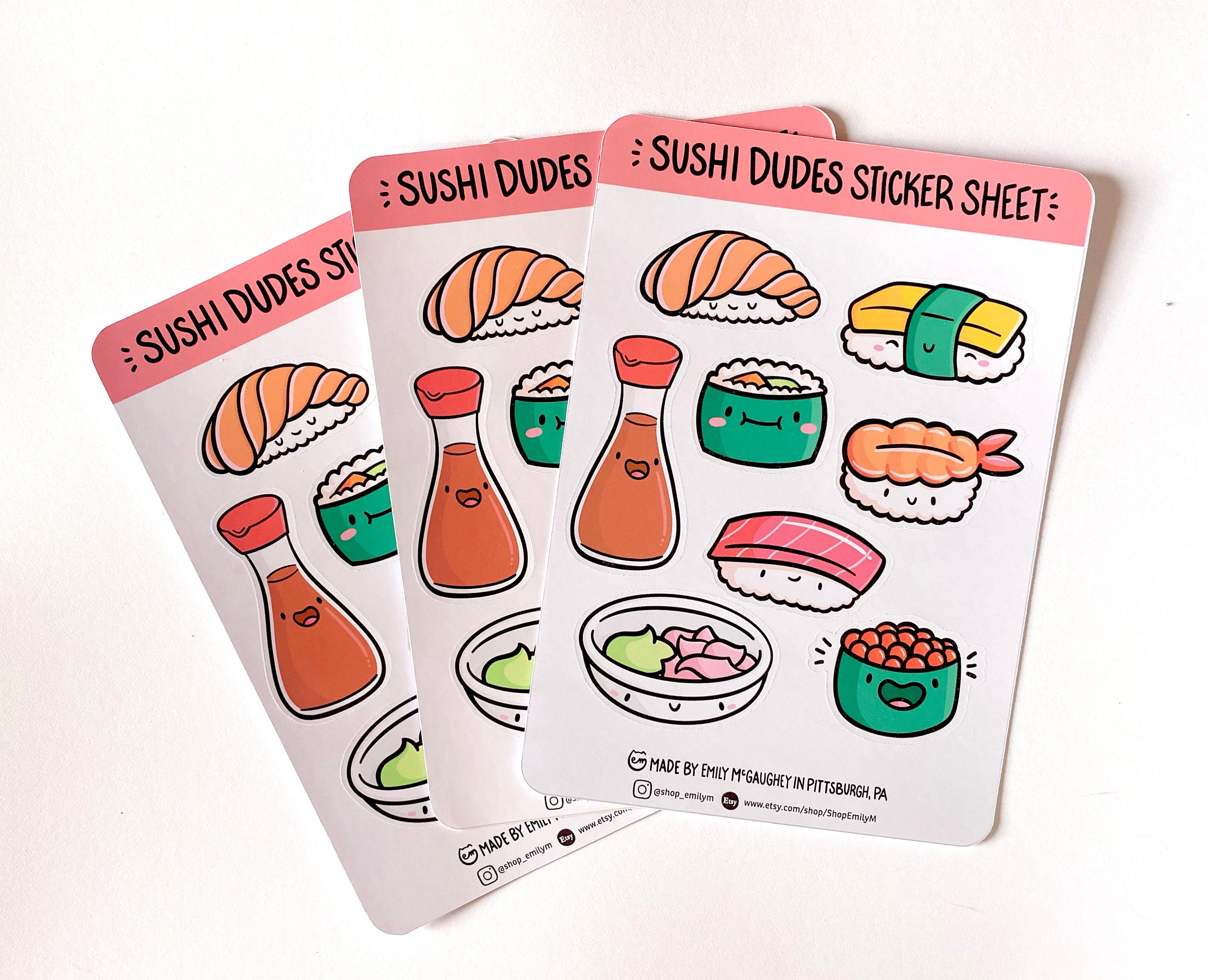 Paper Green Sushi Sticker Kawaii Sticker Food Sticker Stickers Stickers ...