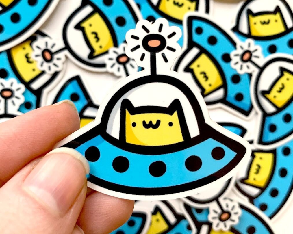 Mini Space Cat Sticker Vinyl Sticker Waterproof Sticker - Etsy