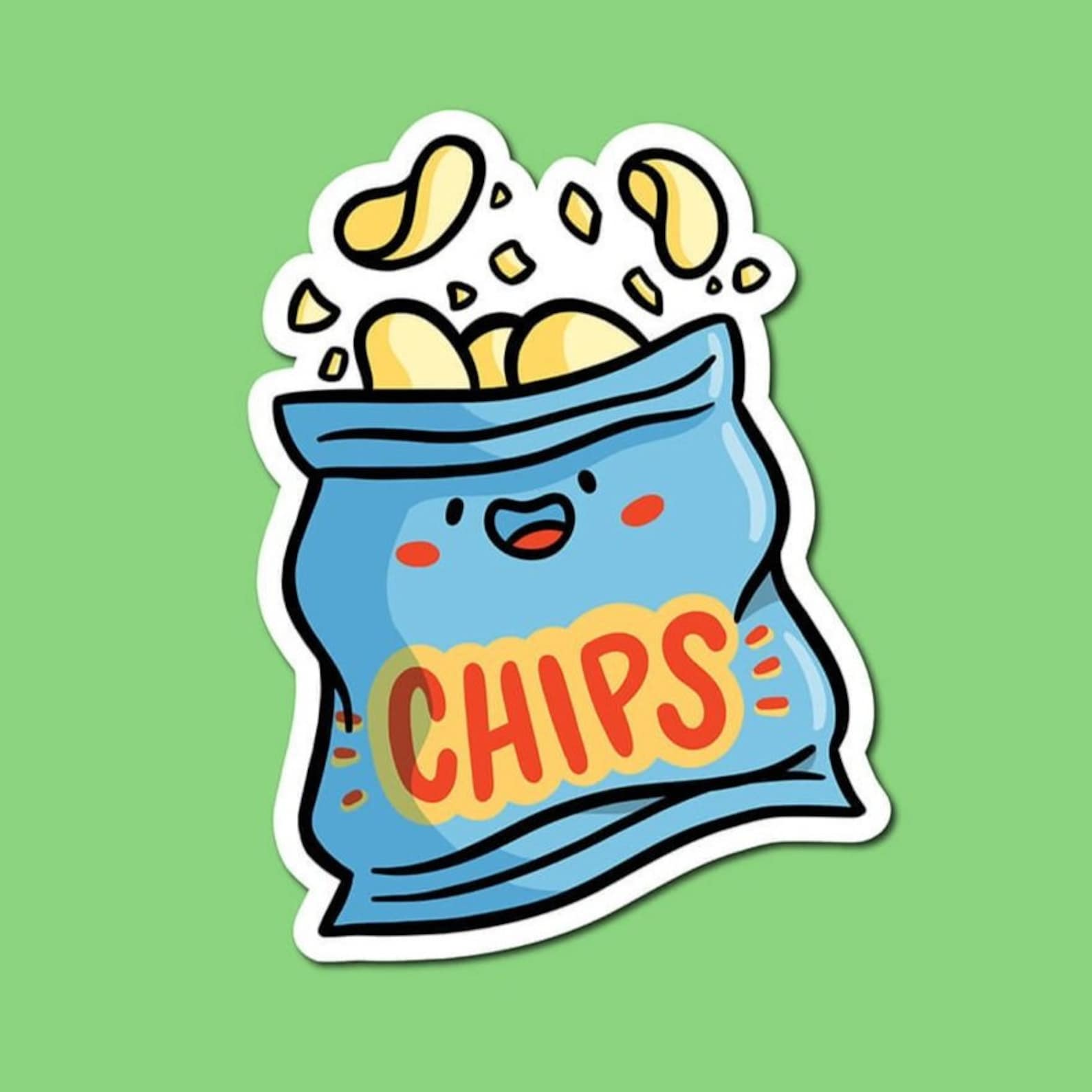 Potato Chips Vinyl Sticker | Bag of Chips Sticker | Cute Food Sticker ...