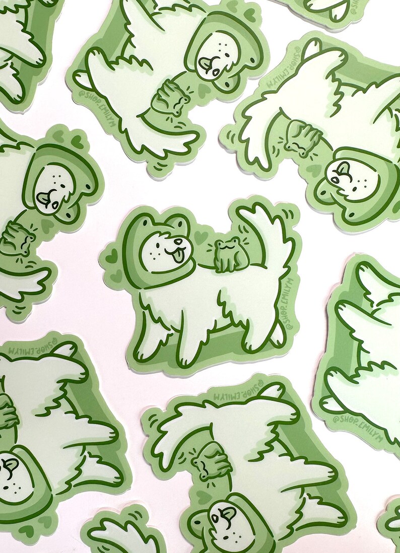 Frog Dog Sticker | Weatherproof Vinyl Sticker | Cute Dog Sticker | Cute ...