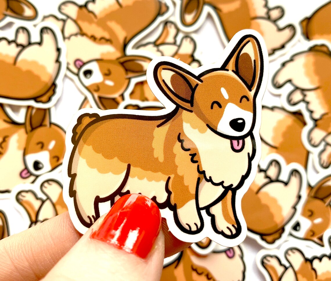 Mini Pembroke Welsh Corgi Sticker Waterproof Vinyl Sticker - Etsy