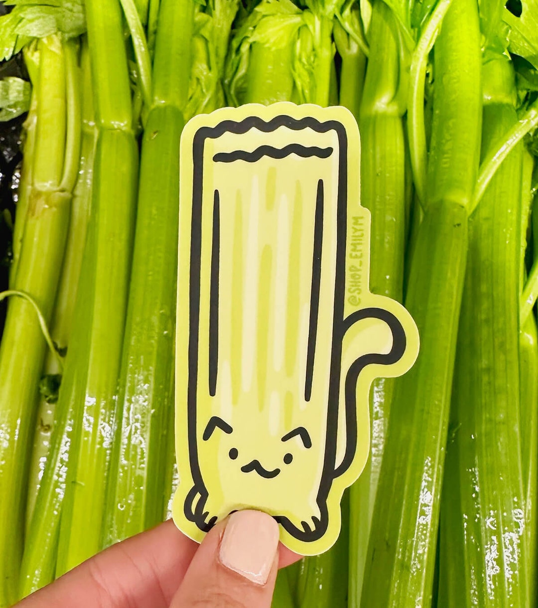 Celery Cat Sticker | Weatherproof Vinyl Sticker| Kawaii Sticker| Veggie ...