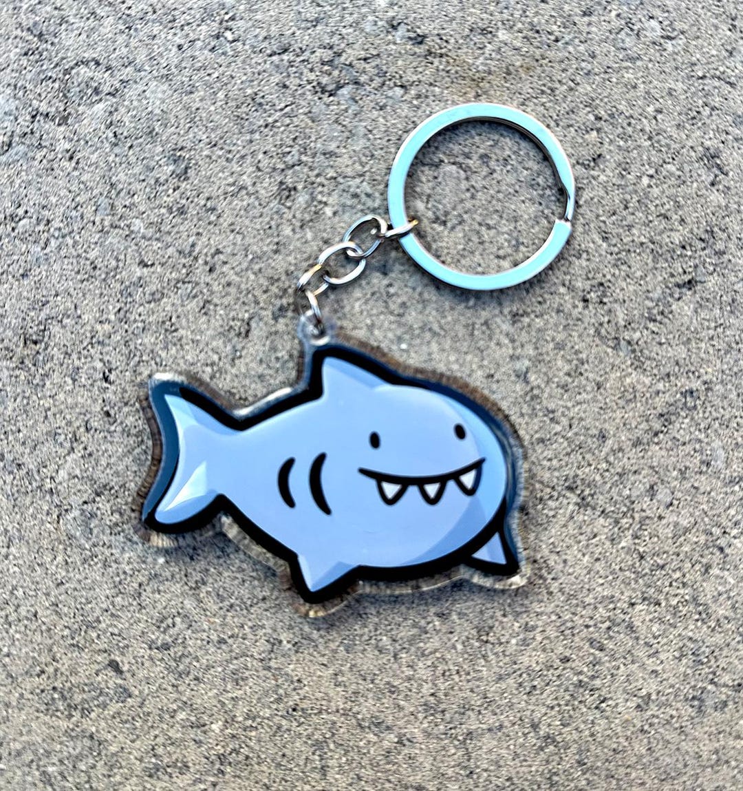 Shark Keychain | Kawaii Keychain | Cute Shark Artwork | Sea Creature ...