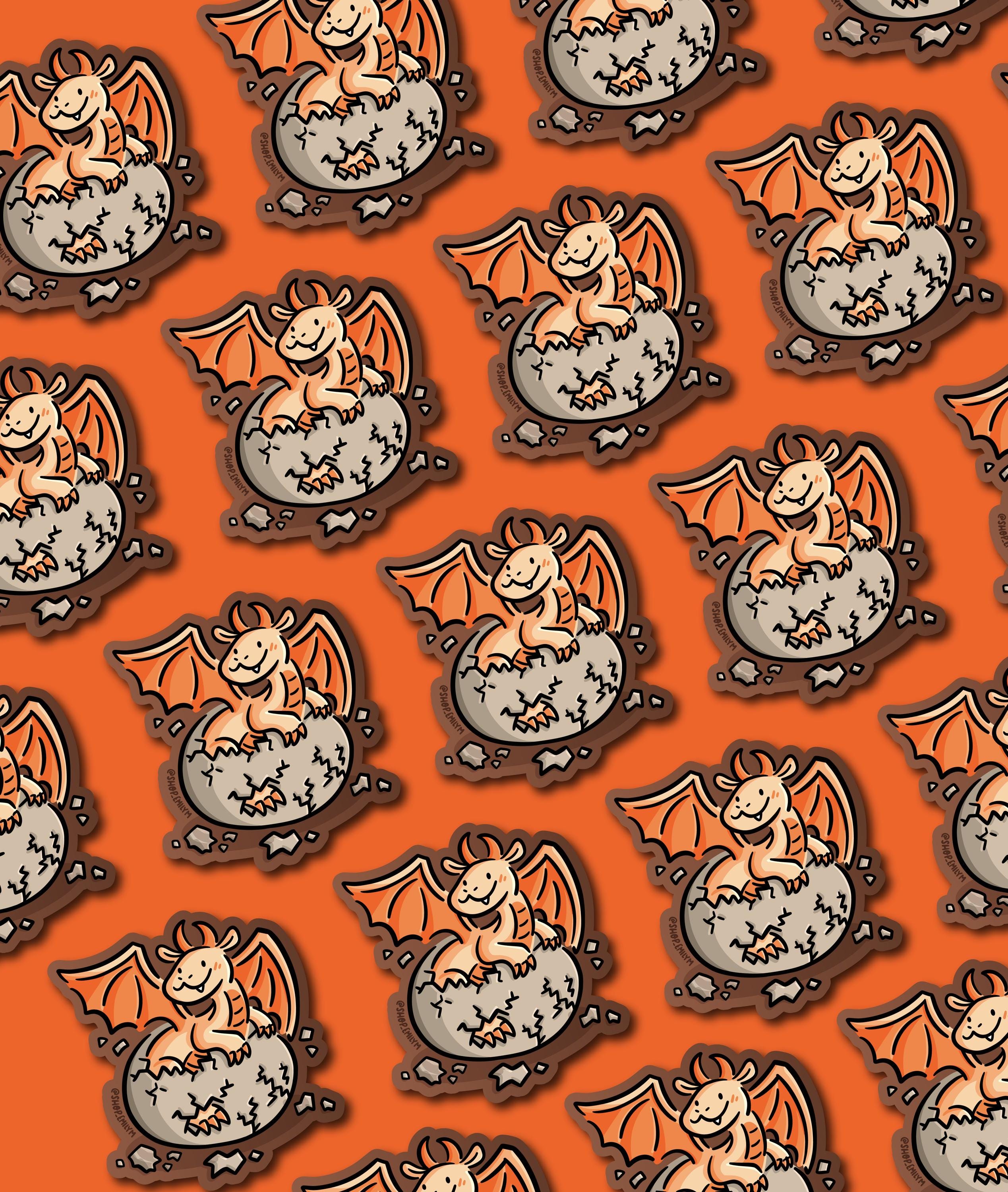 Hatching Dragon Sticker | Weatherproof Vinyl Sticker |kawaii Dragon ...