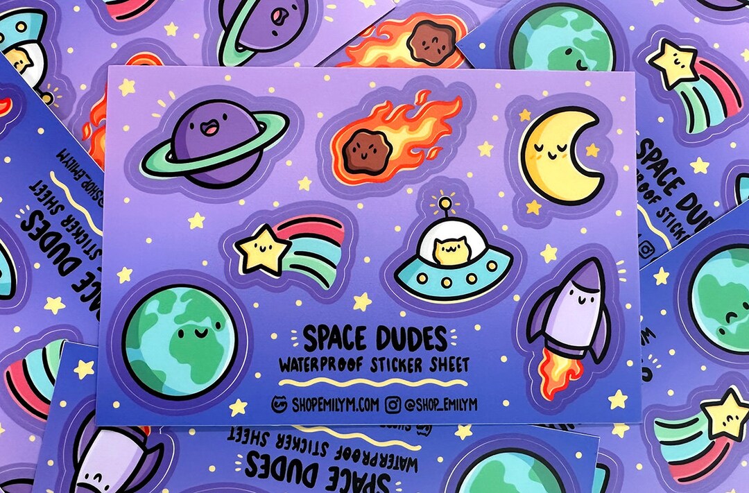 Outer Space Waterproof Sticker Sheet | Mini Vinyl Stickers | Outer ...