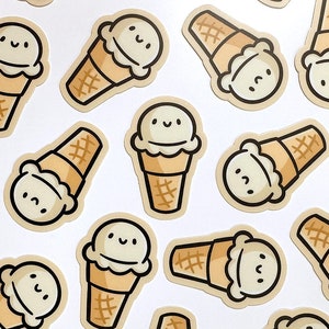 Mini Vanilla Ice Cream Cone Vinyl Sticker | Waterproof Sticker | Mini ...