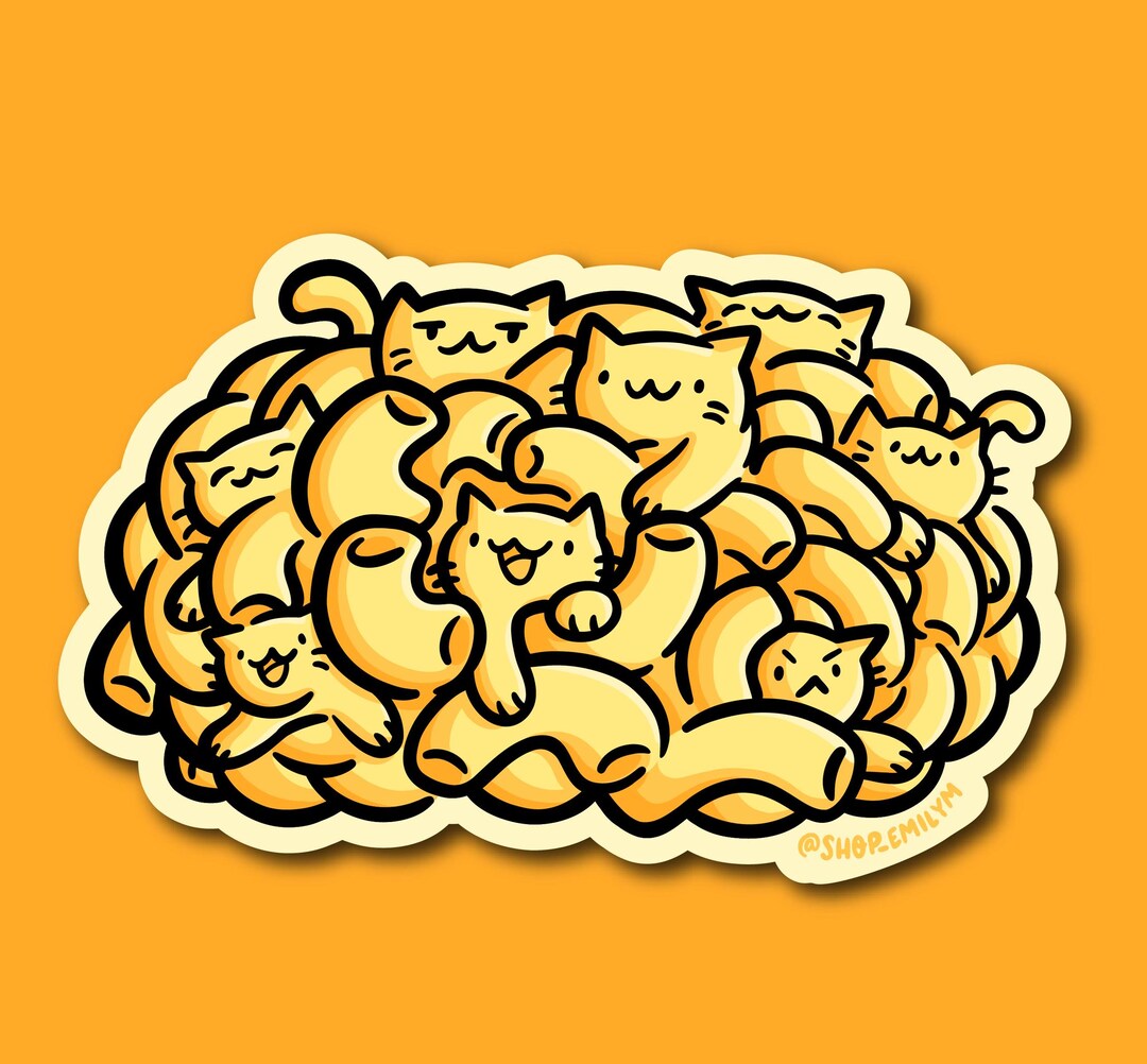 Cataroni and Cheese Sticker | Weatherproof Vinyl Sticker |kawaii Food ...