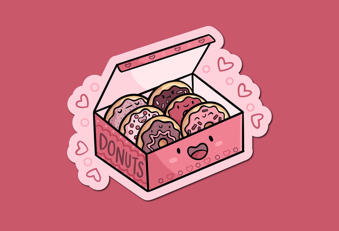 Box of Donuts Sticker Waterproof Vinyl Sticker Cute donuts | Etsy
