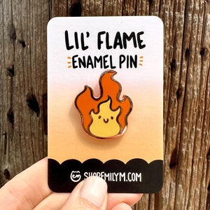Flame Hard Enamel Pin | Kawaii Enamel Pin | Cute Elemental Pin | Fire ...