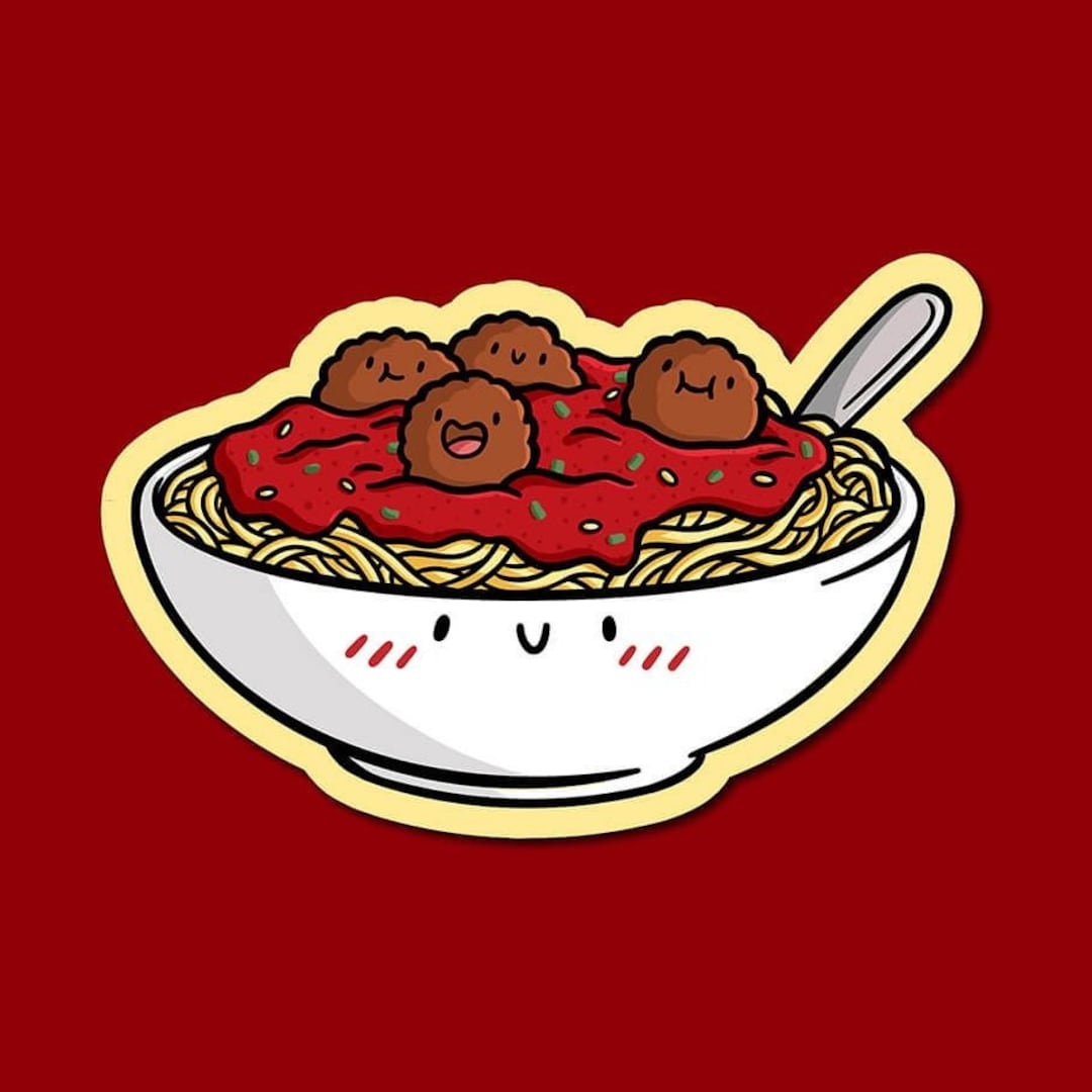 Spaghetti and Meatballs Sticker| Waterproof Vinyl Sticker | Spaghetti ...