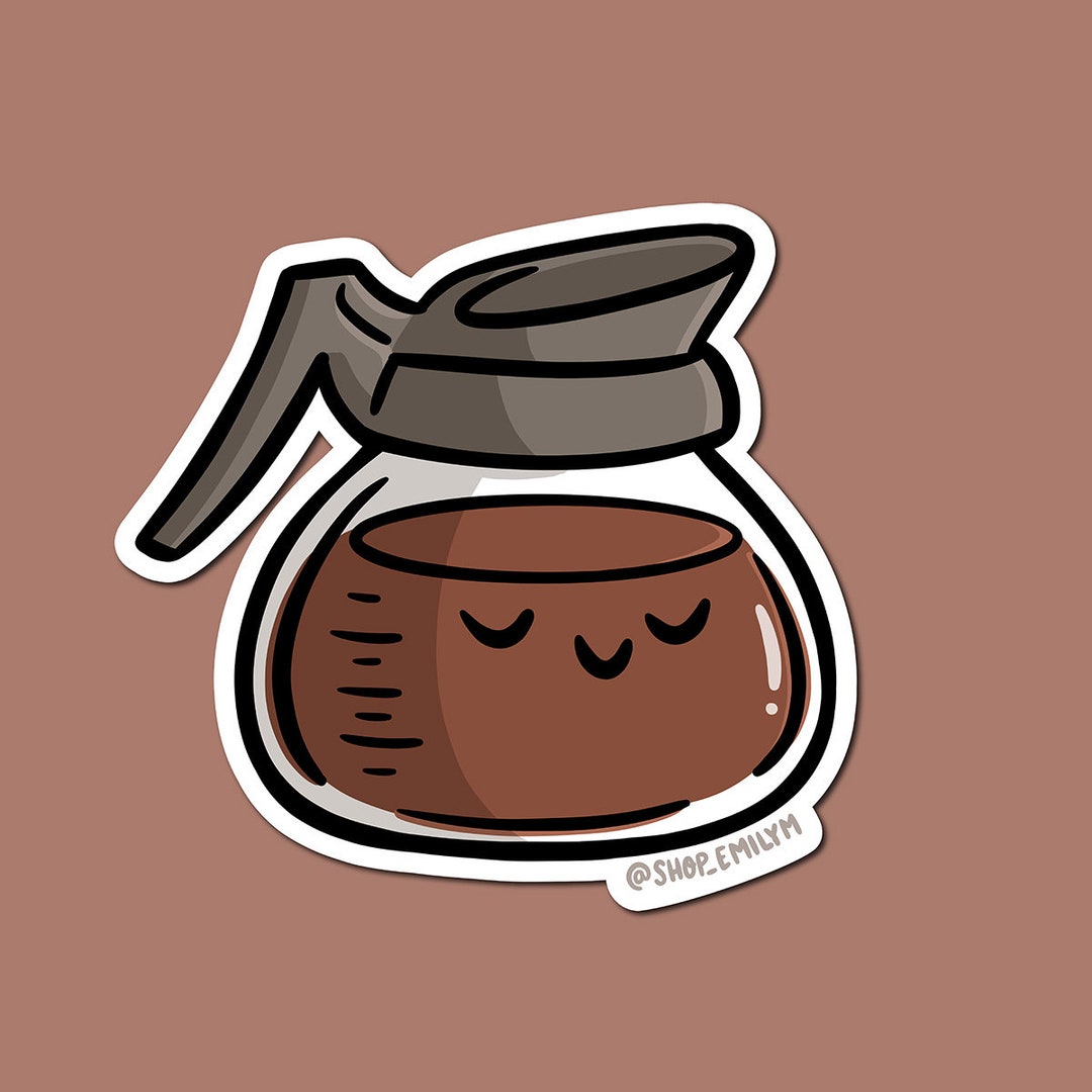 Coffee Pot Sticker | Weatherproof Vinyl Sticker| Kawaii Sticker| Cute ...