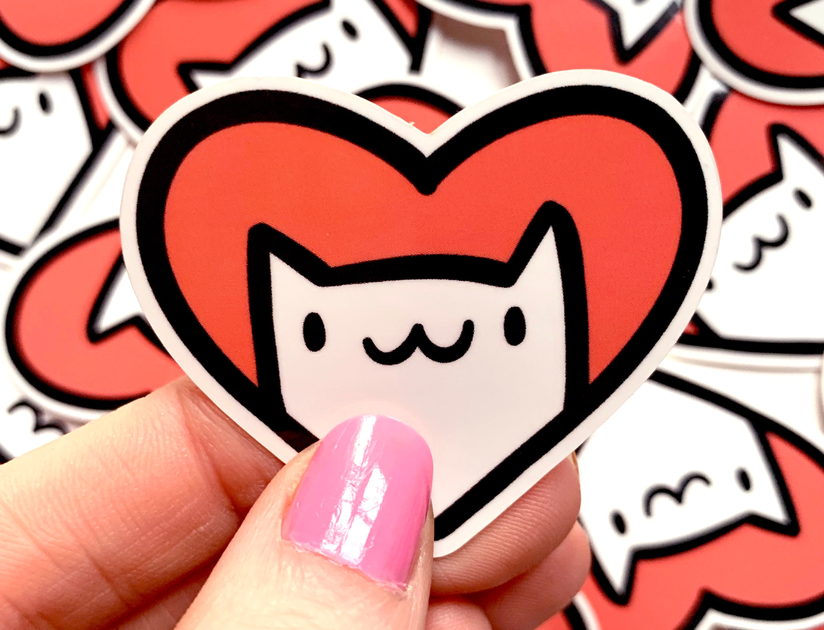 Mini Cat Heart Sticker Vinyl Sticker Waterproof Sticker - Etsy