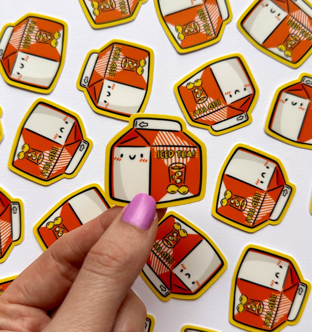Iced Tea Carton Mini Sticker |waterproof Sticker |kawaii Vinyl Sticker ...