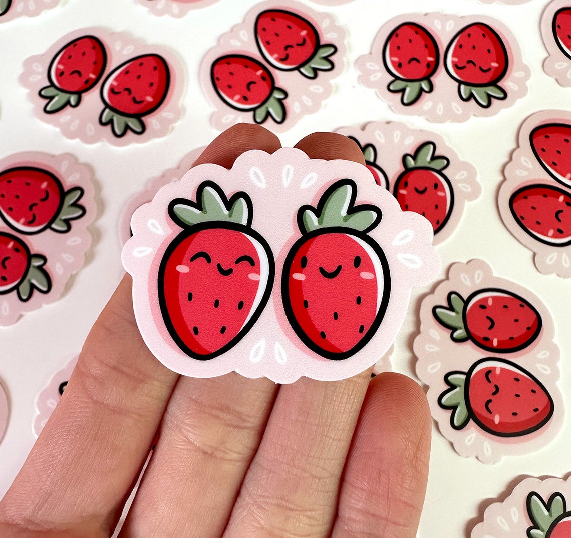 Mini Strawberries Sticker Waterproof Sticker Kawaii Vinyl - Etsy