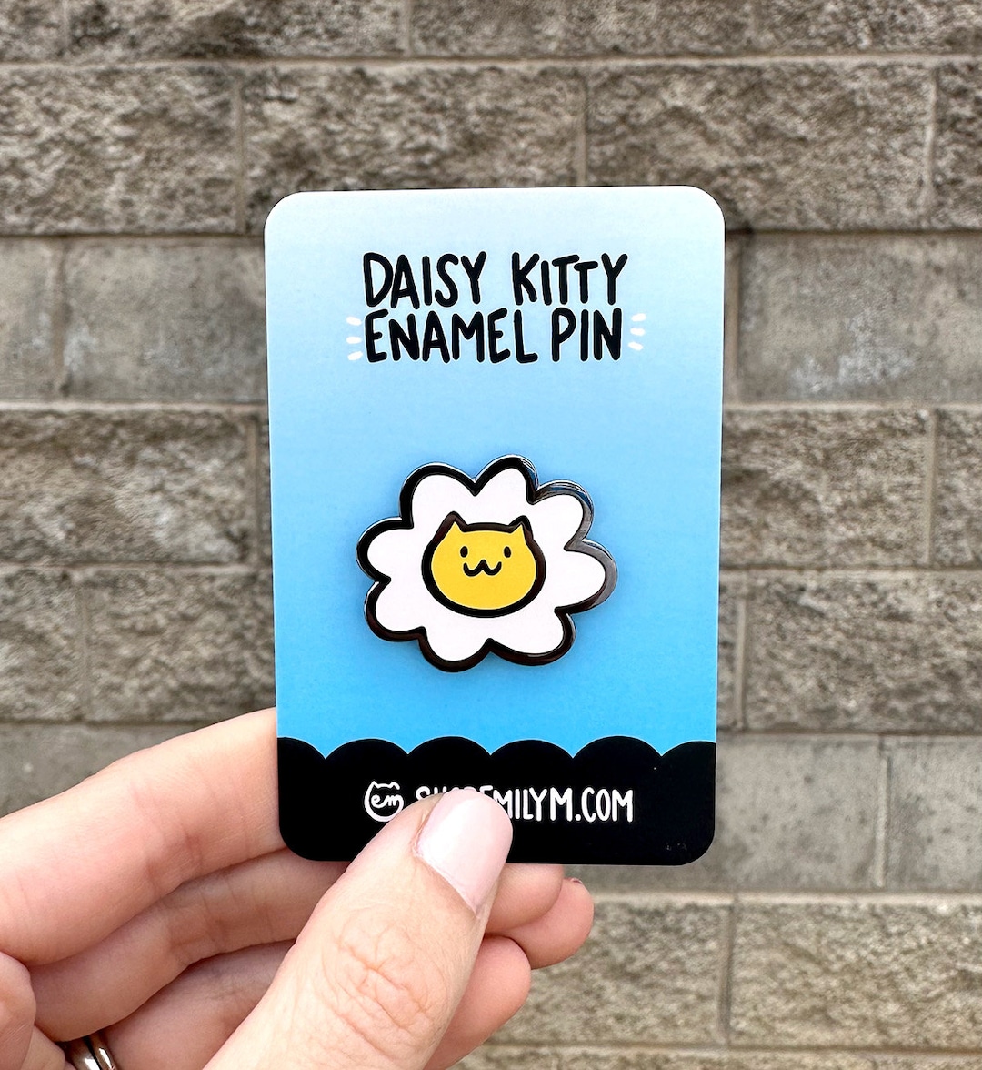 Daisy Cat Hard Enamel Pin Kawaii Enamel Pin Cute Flower Pin White Daisy ...