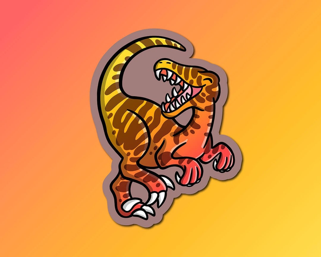 Velociraptor Sticker | Weatherproof Vinyl Sticker | Cute Dinosaurs ...