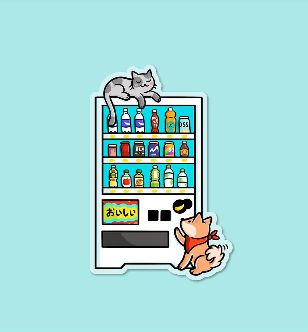 Clear Japanese Vending Machine Sticker | Waterproof Vinyl Sticker ...
