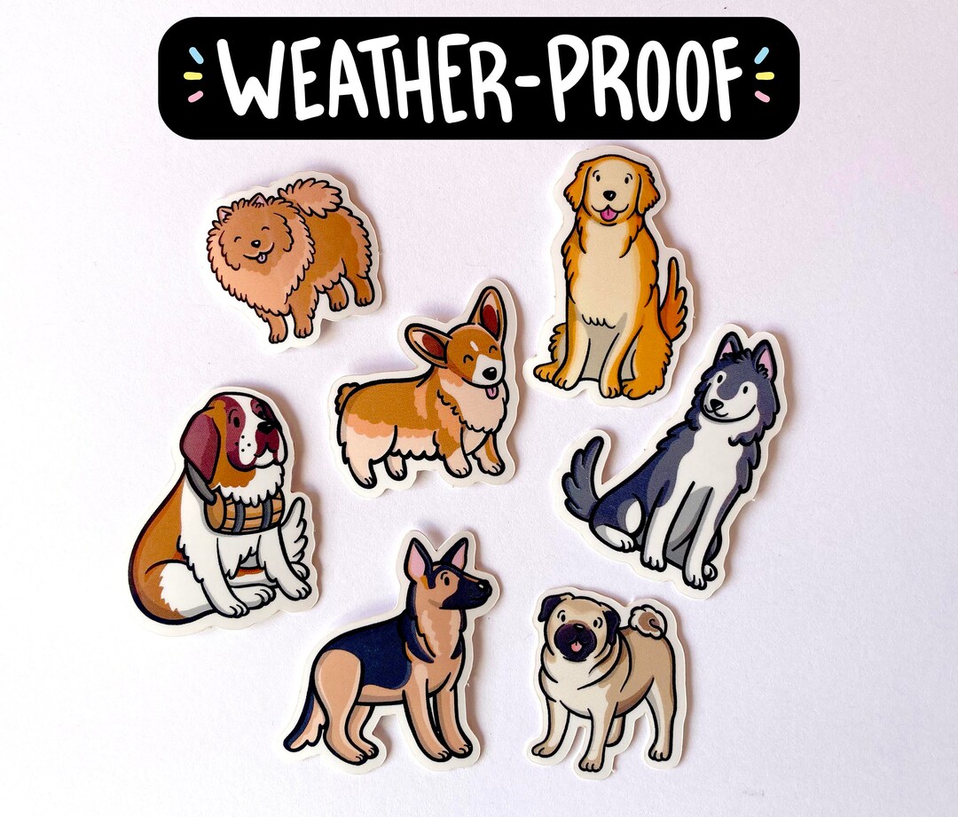 Waterproof Dog Breeds Sticker Pack Weatherproof Vinyl Sticker Water ...