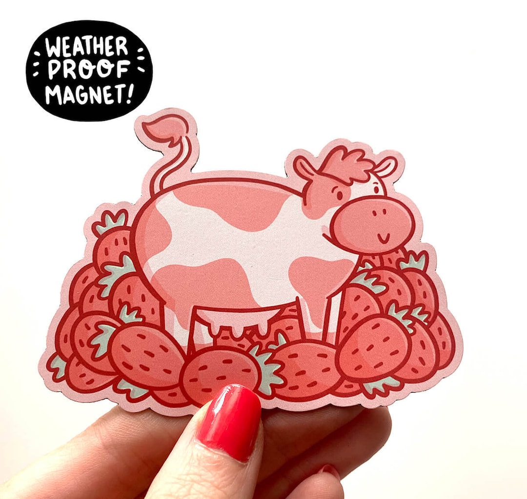 Strawberry Cow Weatherproof Magnet | Strong Waterproof Car Magnet ...