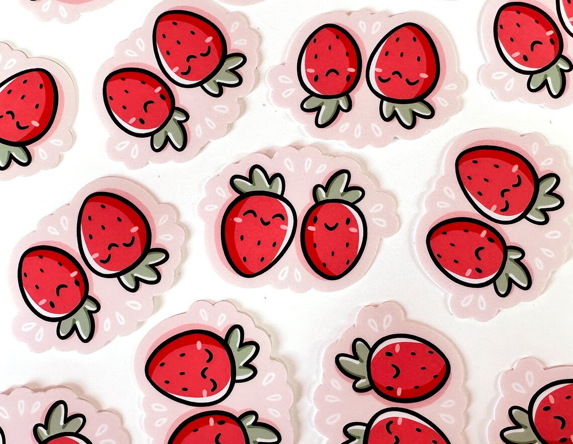 Mini Strawberries Sticker Waterproof Sticker Kawaii Vinyl - Etsy