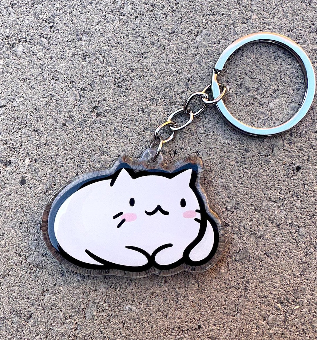 White Cat Keychain | Cute Acrylic Keychain| Kawaii Cat Keychain | Pet ...