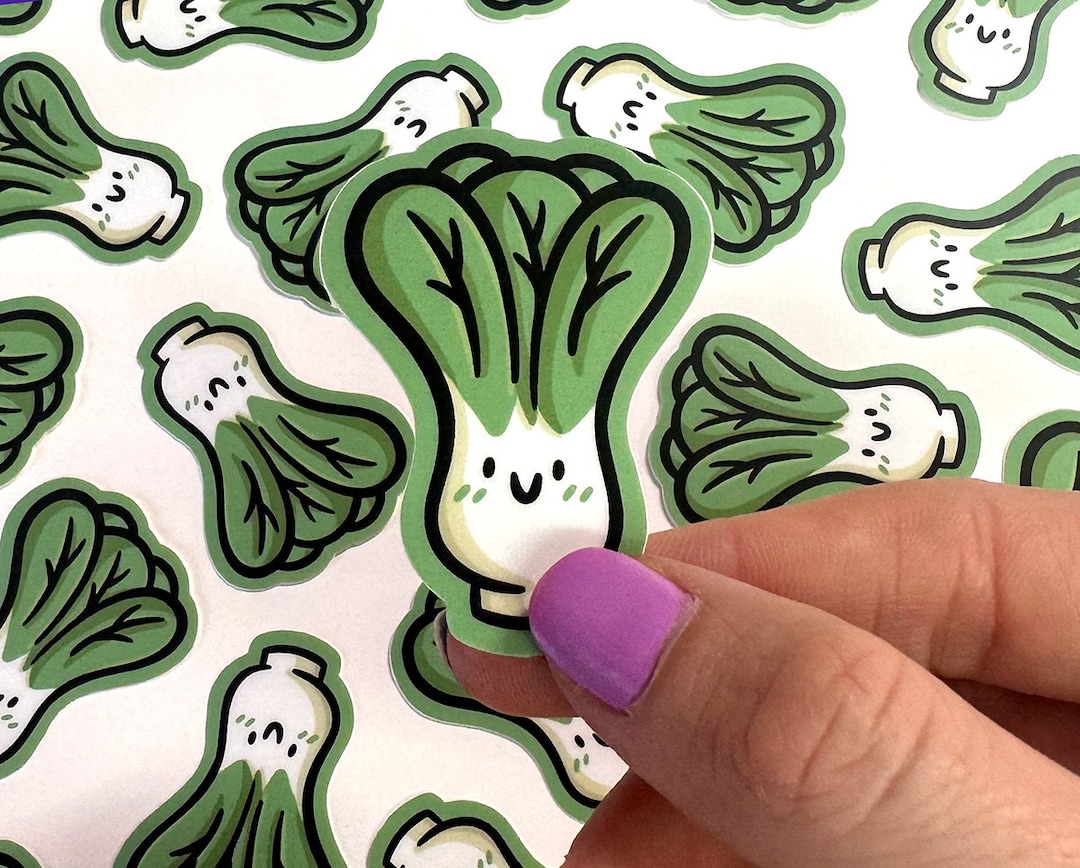Mini Bok Choy Vinyl Sticker | Waterproof Phone Sticker | Kawaii Veggies ...