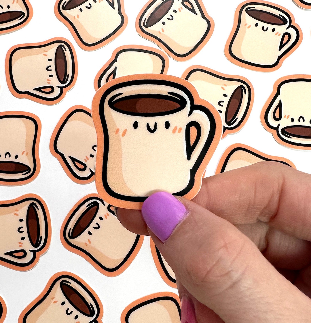 Mini Coffee Cup Vinyl Sticker | Waterproof Phone Sticker | Kawaii ...