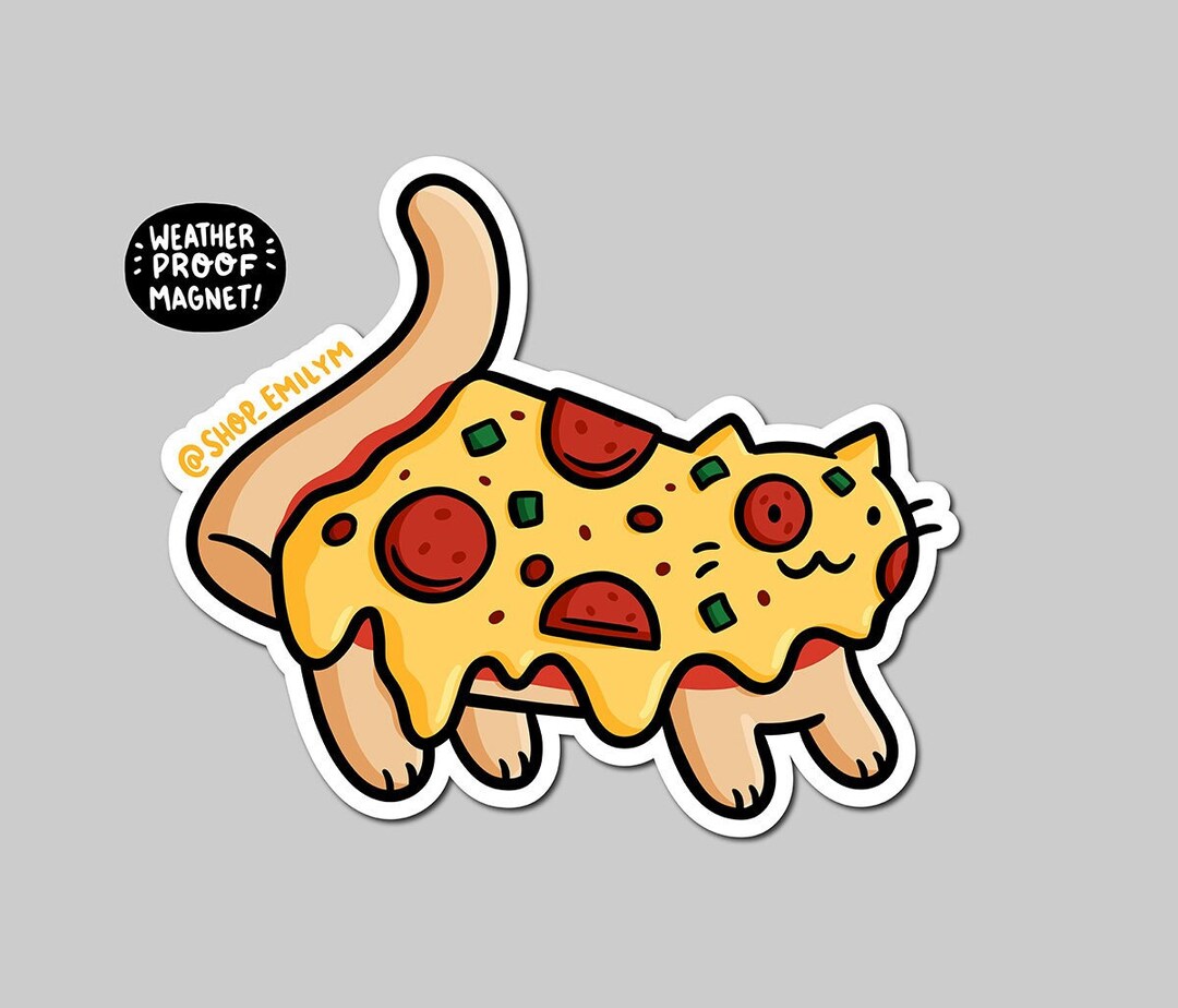 Pizza Cat Magnet | Weatherproof Vinyl Magnet | Waterproof Car Magnet ...