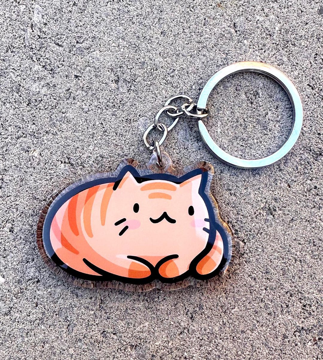 Orange Cat Keychain | Cute Acrylic Keychain | Orange Tabby Cat Keychain ...