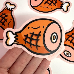 Ham Sticker| Weatherproof Vinyl Sticker| Kawaii Sticker| Bone in Ham ...