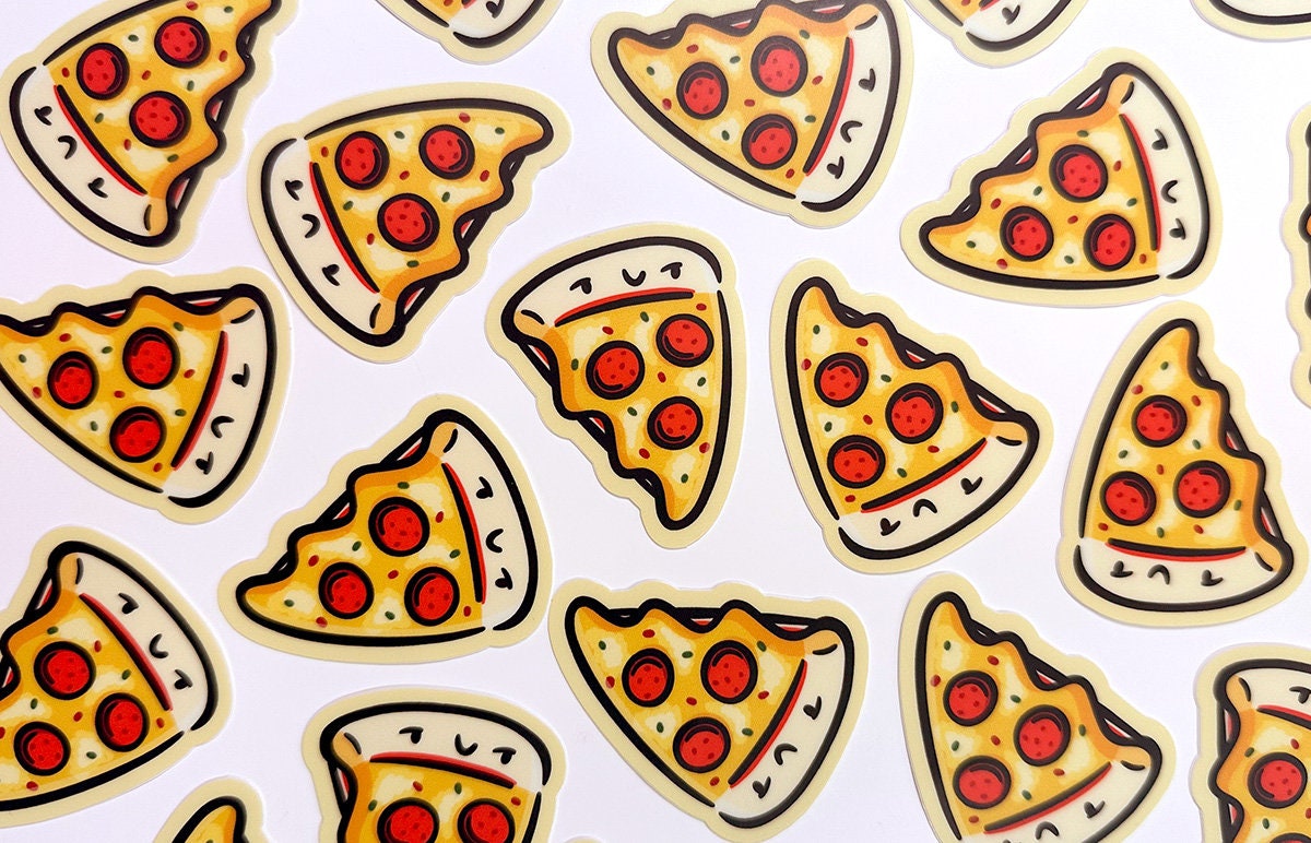 Mini Pepperoni Pizza Vinyl Sticker | Waterproof Phone Sticker | Slice ...