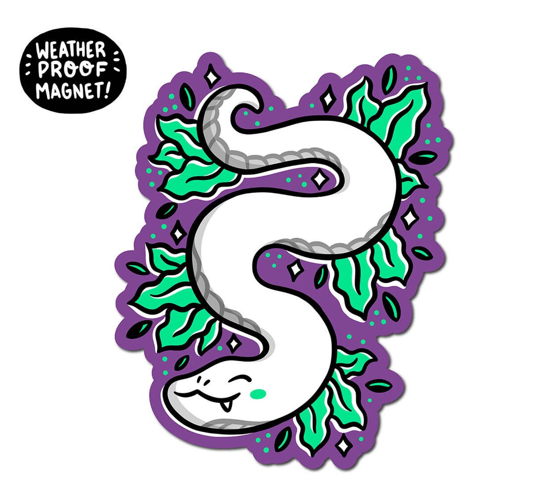 White Snake Magnet | Reptile Magnet | Waterproof Vinyl Car Magnet ...