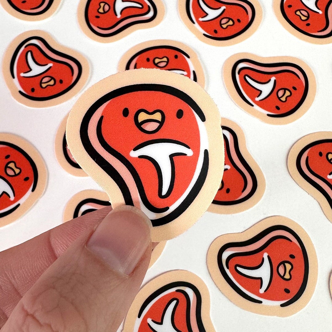 Steak Mini Sticker | Waterproof Sticker |kawaii Vinyl Sticker | Raw ...