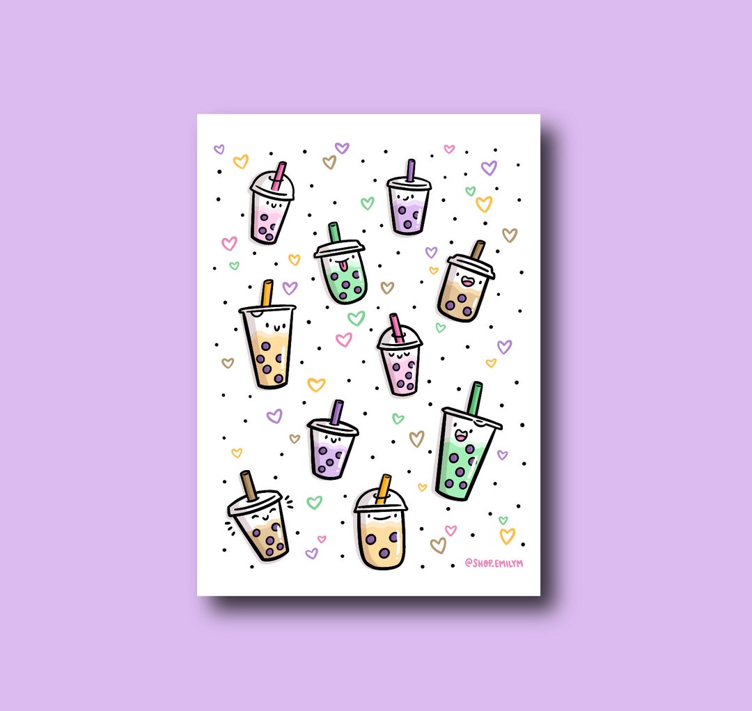 Bubble Tea Print | Cute Bubble Tea Art Print | Bubble Tea Patter | Boba ...