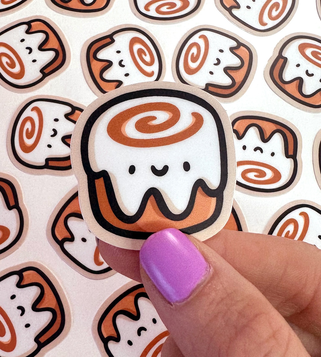 Mini Cinnamon Roll Vinyl Sticker | Waterproof Phone Sticker | Cute ...