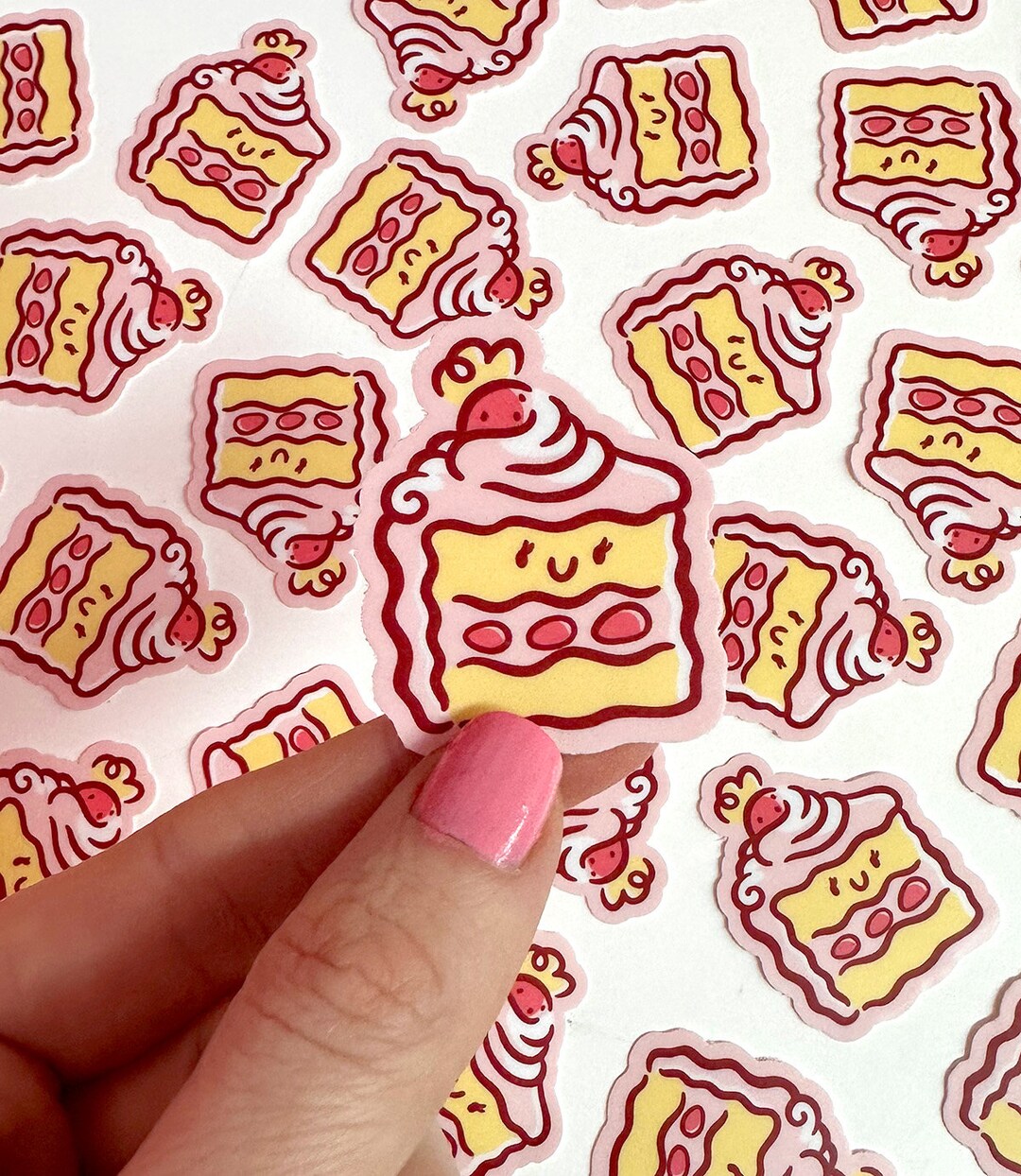 Strawberry Cake Mini Sticker | Waterproof Sticker |kawaii Food Sticker ...