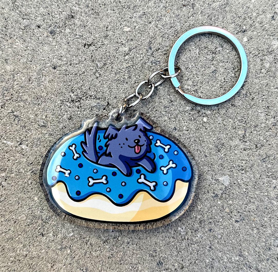 Donut Dog Keychain | Cute Acrylic Keychain | Cute Donut Keychain ...