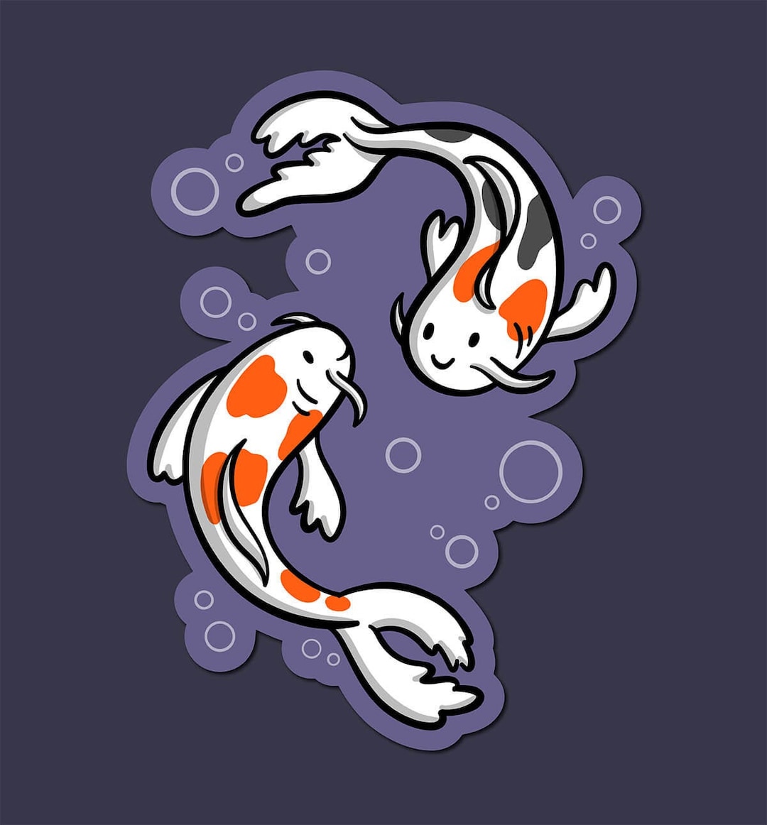 Koi Fish Vinyl Sticker | Cute Underwater Sticker | Cute Fish Sticker ...
