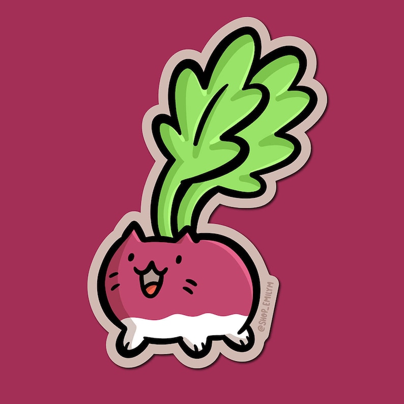 Radish Cat Magnet | Waterproof Vinyl Car Magnet | Vegetables Fridge ...