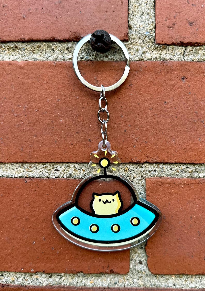 UFO Space Cat Keychain | Flying Saucer Keychain |kawaii Cats |outer ...