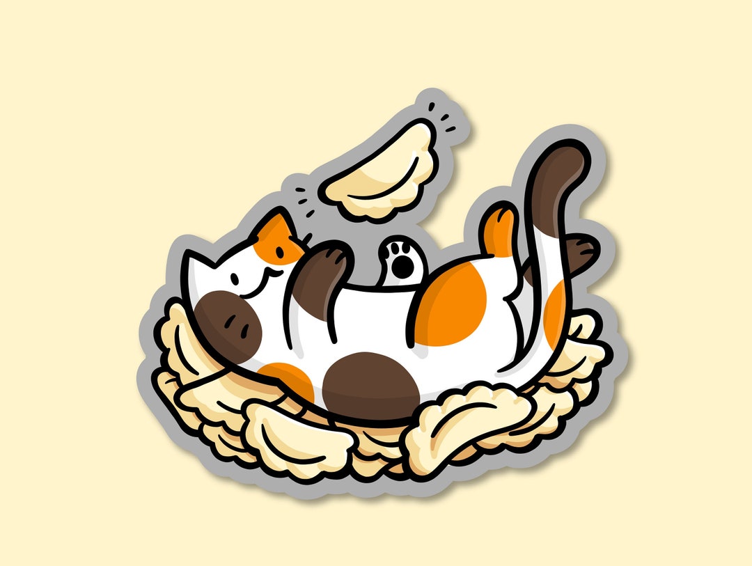 Playing With Pierogis Cat Sticker | Weatherproof Vinyl Sticker ...