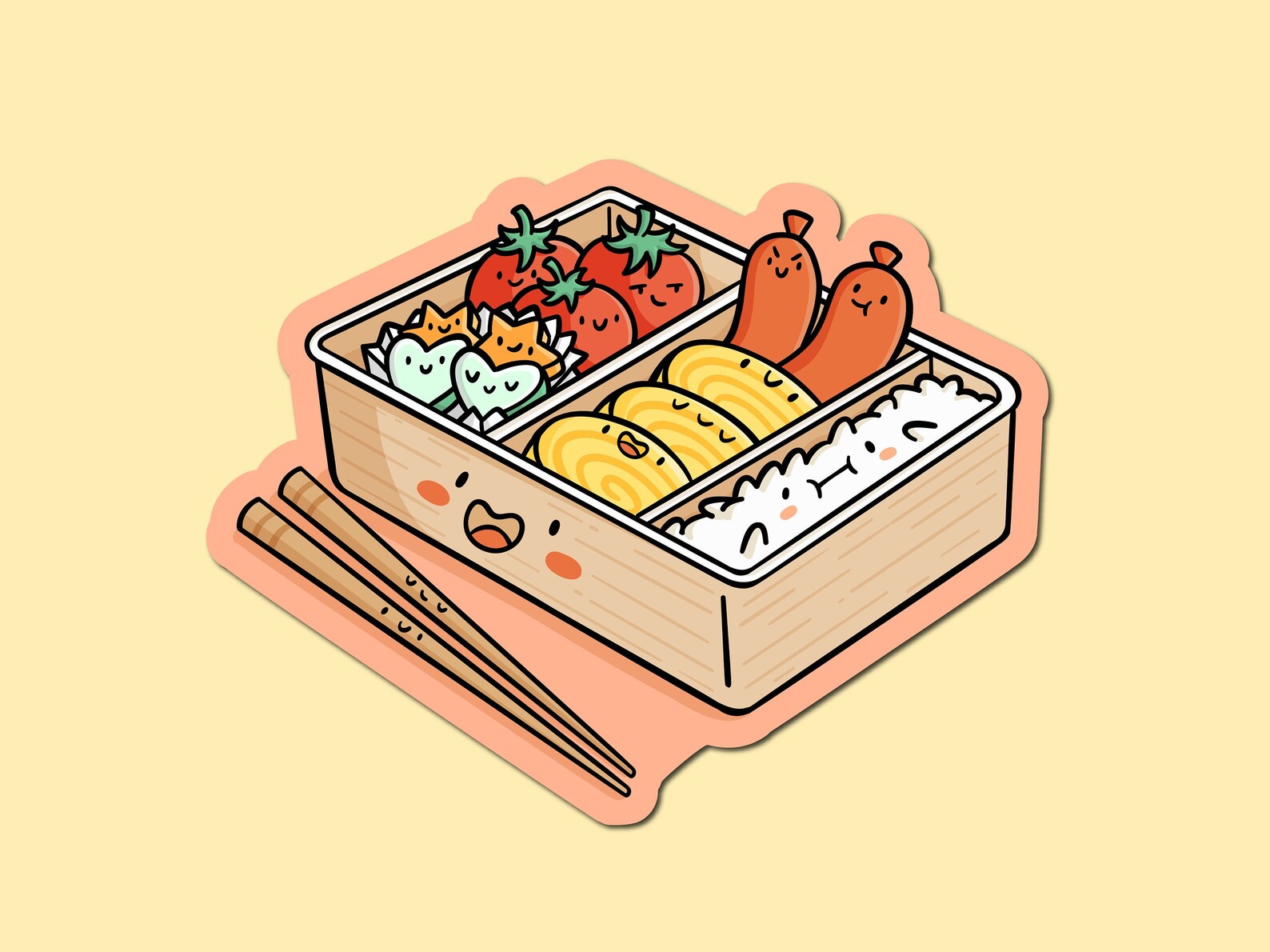 GIANT Bento Box Sticker Kawaii Vinyl Sticker Japanese Food - Etsy