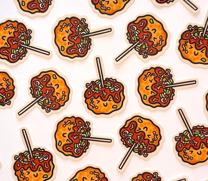 Takoyaki Mini Sticker | Waterproof Sticker | Kawaii Food Sticker ...